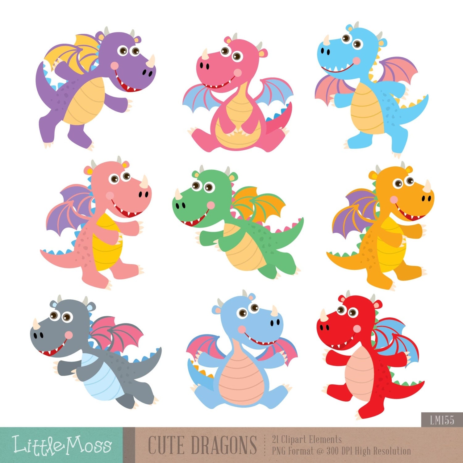 Cute Dragons Clipart