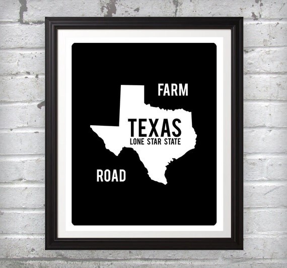 Texas Farm to Market Road Sign Colors Print Wall Art Decor