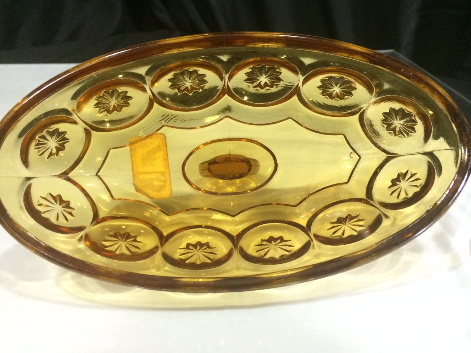 Reserved Amber Moon and Star Patterned Butter Dish with Original Store ...