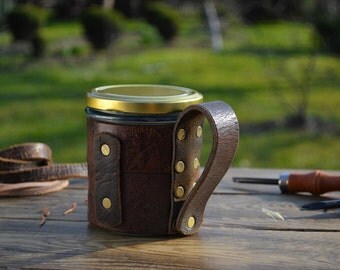 Unique leather cup sleeve related items | Etsy