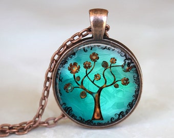 Tree Necklace Red Tree of Life Tree by PearlysPoshPendants