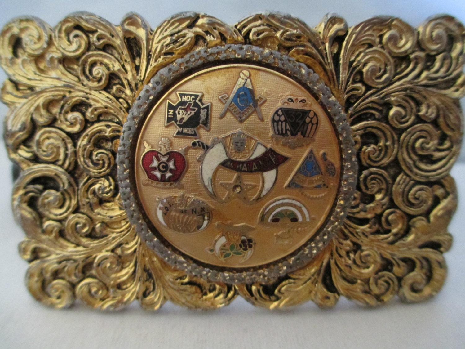 Authentic Vintage Freemasons SHRINERS masonic brass belt buckle made by ...