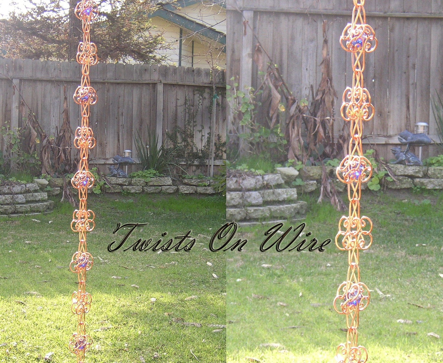 8 Ft Solid Copper Rain Chain Sun Catcher Kusari Doi Feng