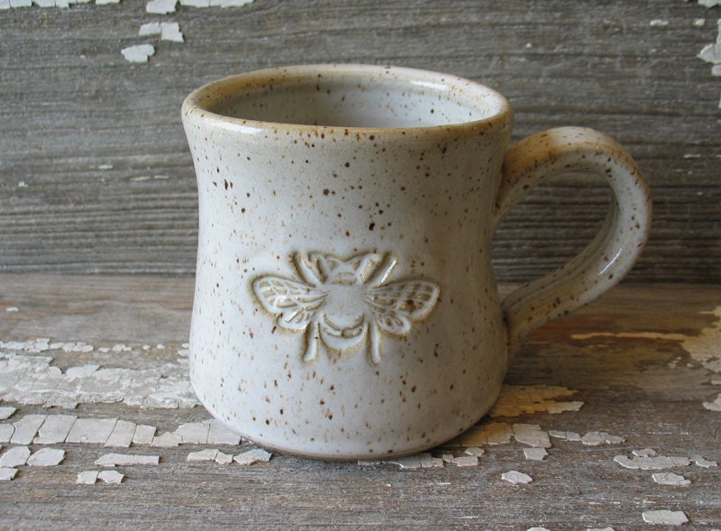 Bee Mug Handmade Pottery Bee Mug White Bee Mug Tea Cup