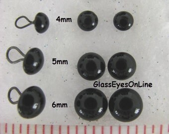 7 PAIR Glass Eyes on Wire 9mm or 10mm or 11mm or 12mm Teddy