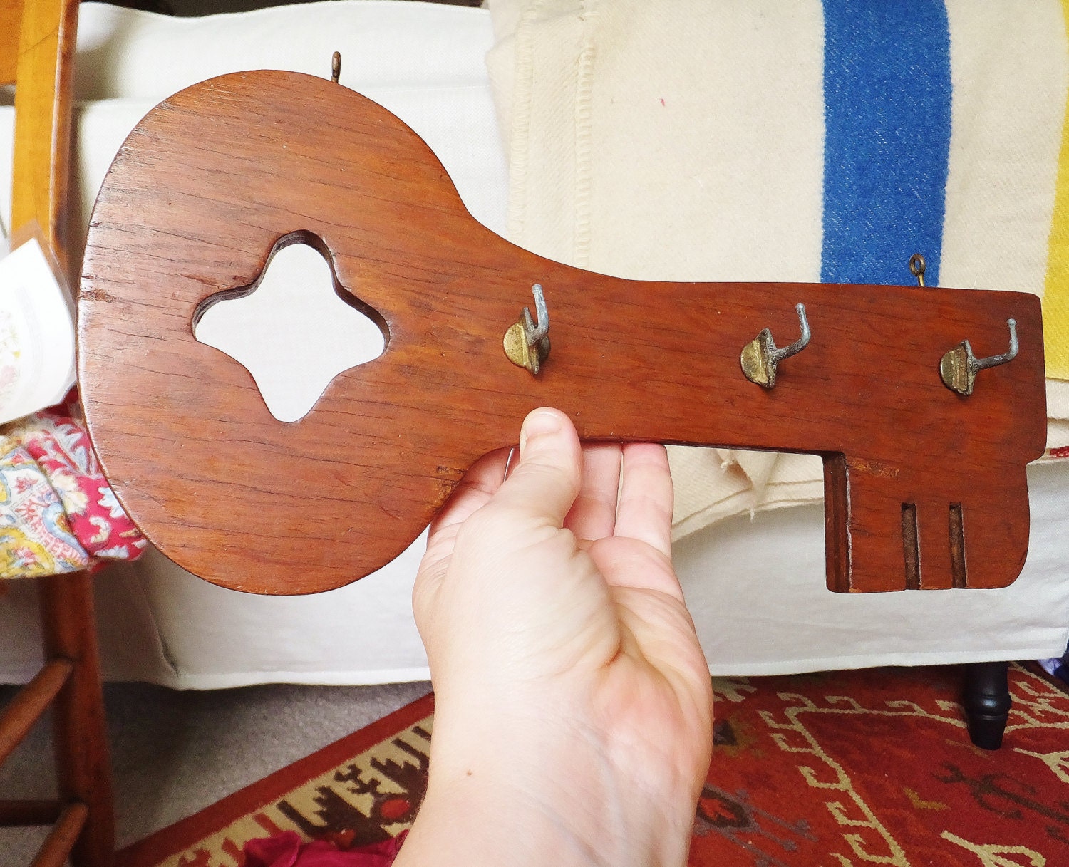 Vintage 1970’s Rustic Key Rack Key Shaped Key Holder Mid Century Rustic ...