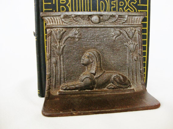 vintage egyptian sphinx bookends cast iron