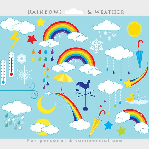Rainbows clipart weather clip art rainbow clouds rain sun