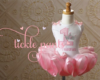 Simple and Sweet Name and Age Tutu Outfit Pink and Sparkling
