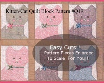 Cat quilt pattern | Etsy