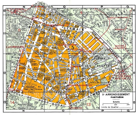 Carte imprimable rue de la Sorbonne quartier Latin Rive