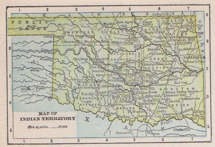 1910 antique map OKLAHOMA original lithograph print from 1910