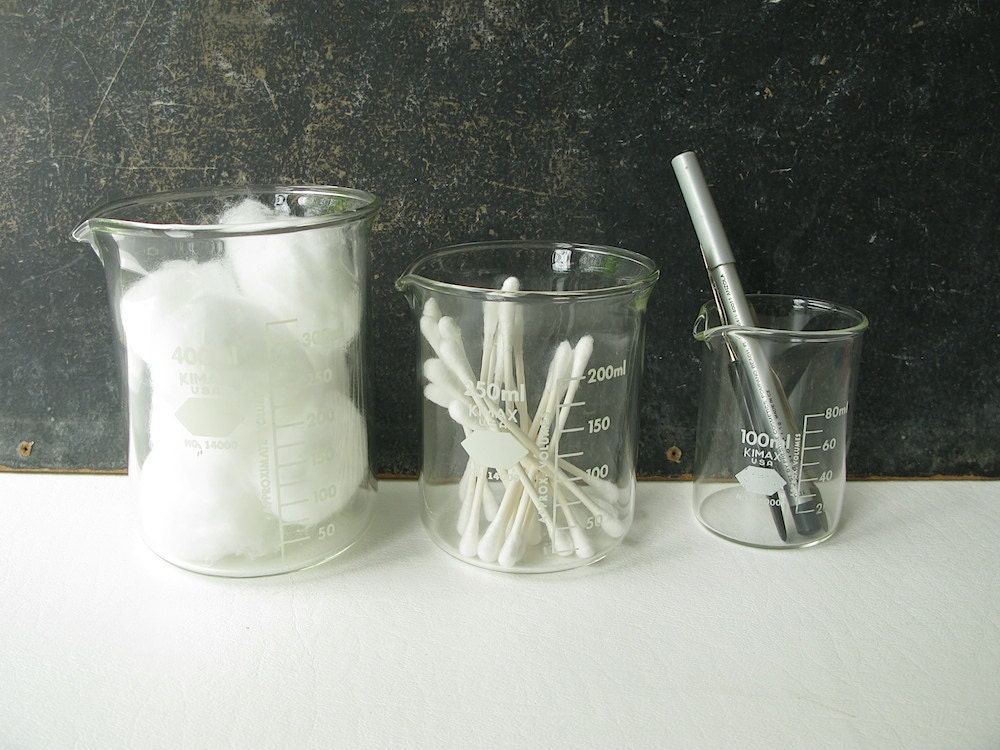 Vintage Chemistry Beakers, set, kimax, glass, geekery, storage – Haute ...