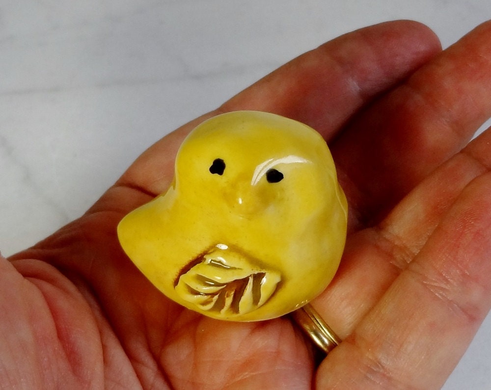 Baby Chick Ceramic Pottery Figurine Chick by FlowerandPearlStudio