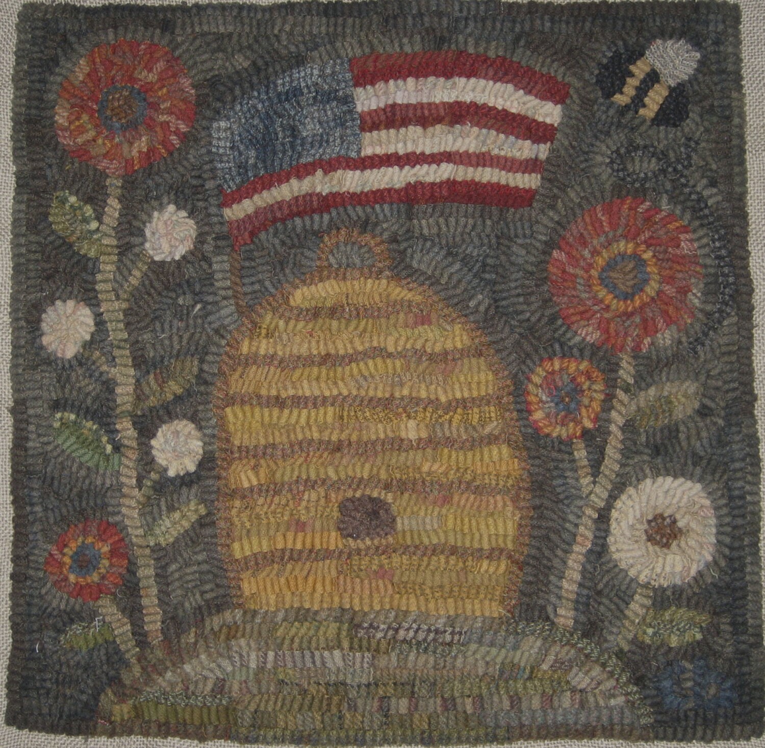 Primitive Rug Hooking Pattern-Americana Beehive