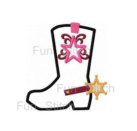 cowboy boot applique machine embroidery design by FunStitch