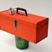 Orange Steel Tool Box: Antique Hardware & Toolbox Storage