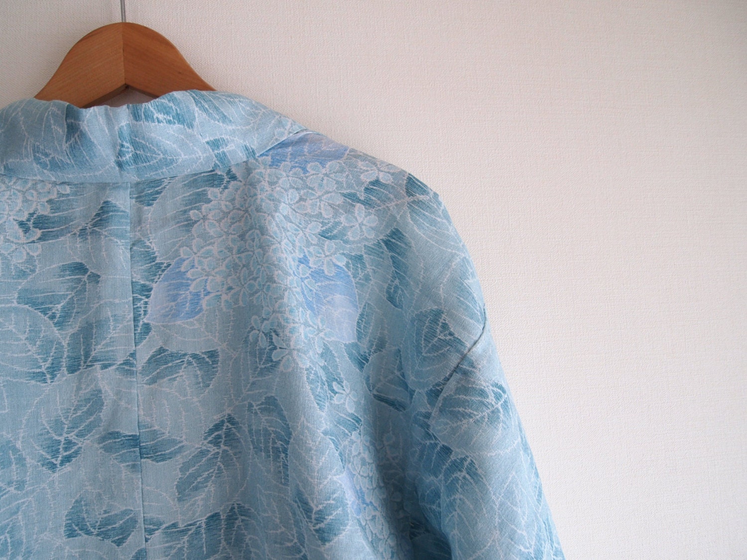 Reserved Vintage Japanese Kimono Yukata For Women Slightly See Through Light Blue Hydrangeneas
