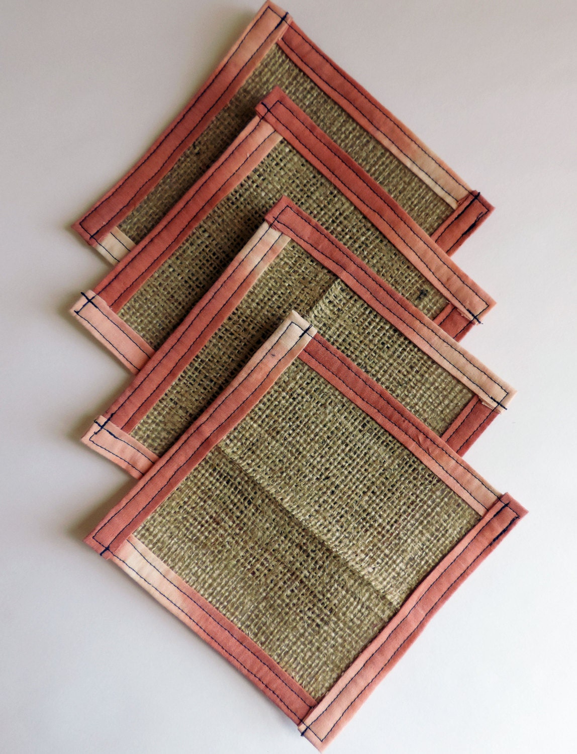 Fabric coasters burlap coasters housewarming gift