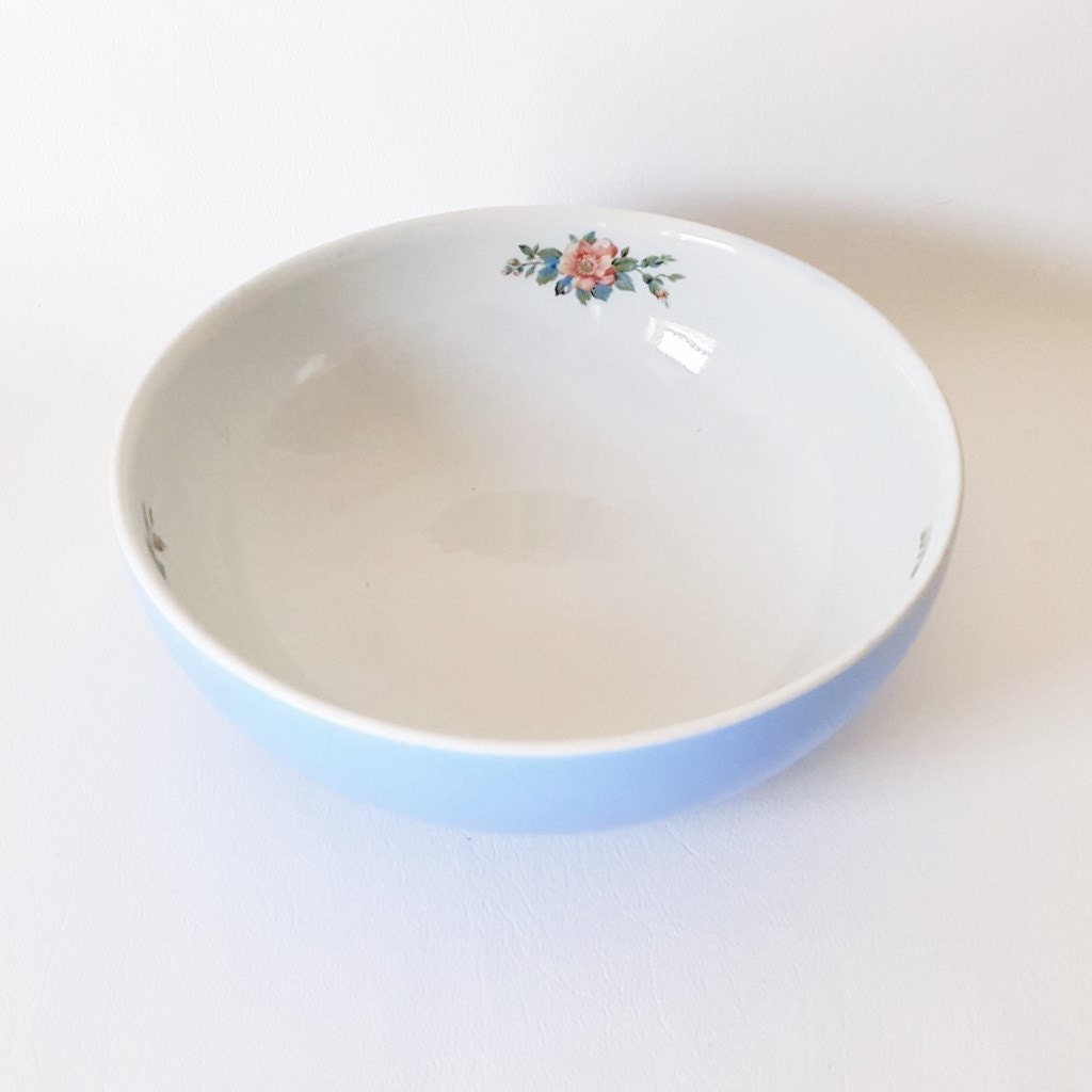Vintage Hall China Vegetable Bowl Dish Baby Blue Floral Bowl Vintage ...