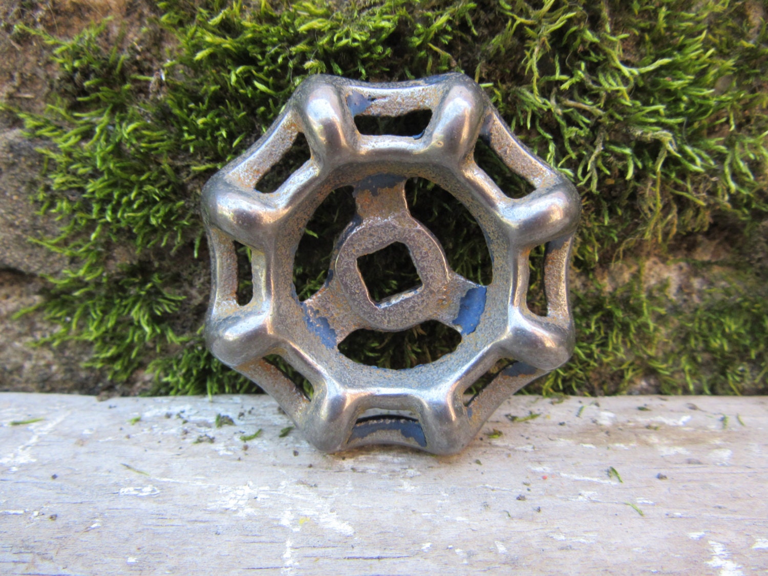 Vintage Valve Handle Blue Faucet Knob Metal Handle Knob Industrial ...