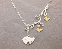 Popular items for silver bird necklace on Etsy