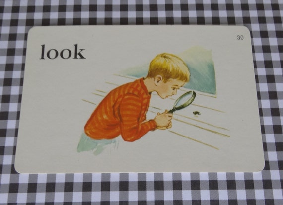 Vintage 1962 Look Picture & Word Flash Card by theoldmilkbarn