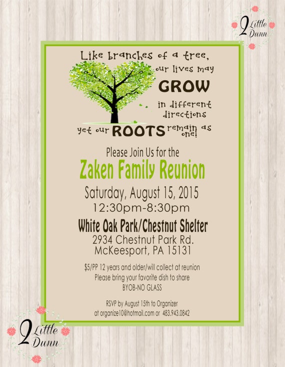 Family Reunion Invite PRINTABLE DIGITAL INVITATION