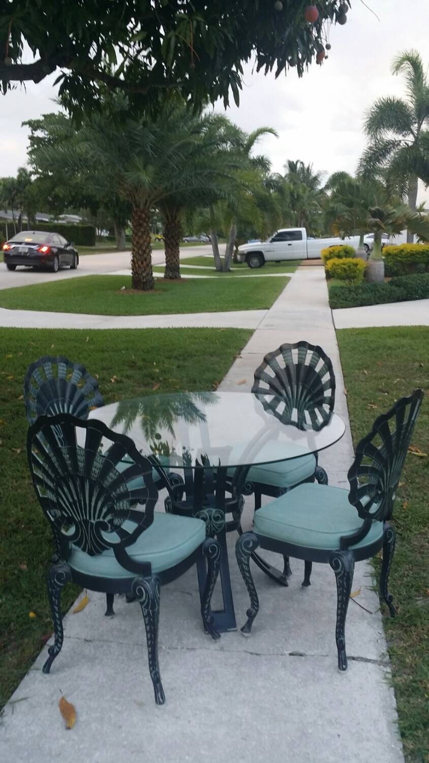 Vintage Brown Jordan Grotto Seashell Sea Shell Iron Aluminum Patio ...