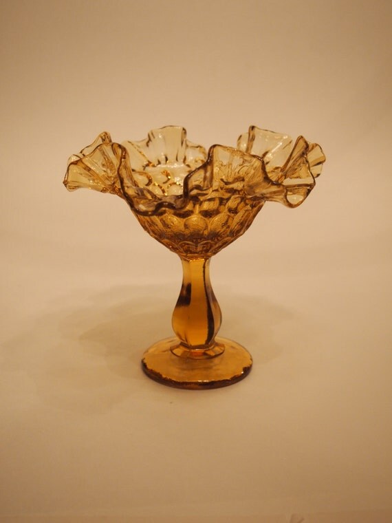 Fenton Glass Compote Thumbprint Pattern