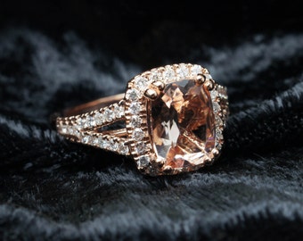 Large morganite ring | Etsy