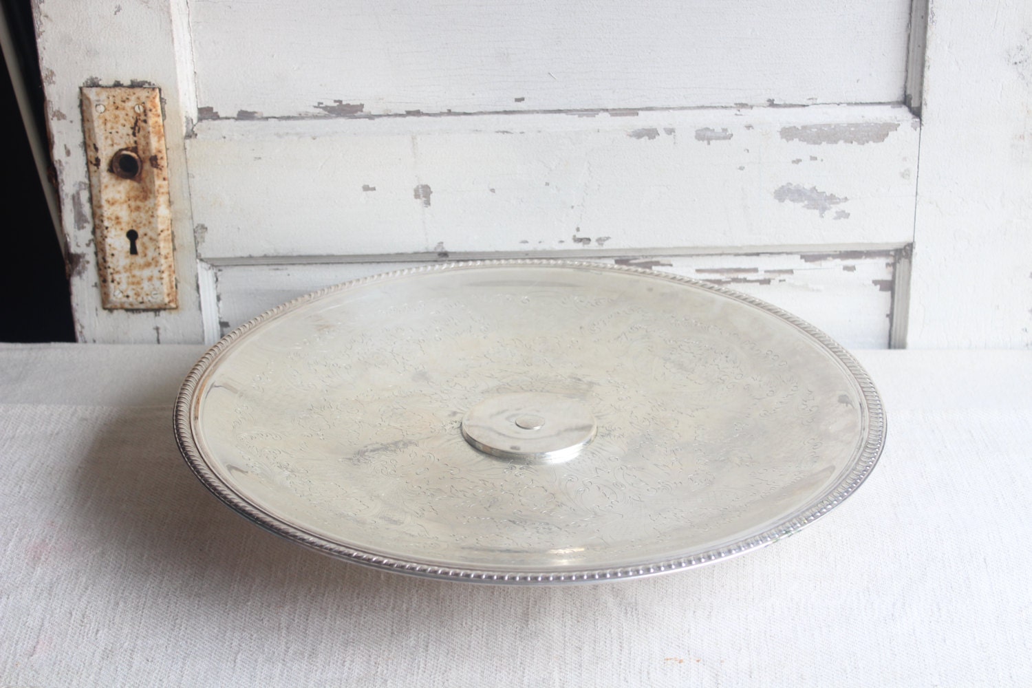 Vintage Large Round Silver Lazy Susan Serving Plate Platter – Haute Juice