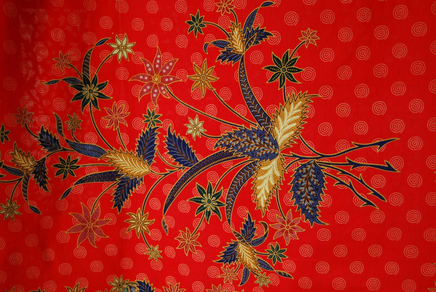 Red Malaysian batik fabric by MissIines on Etsy