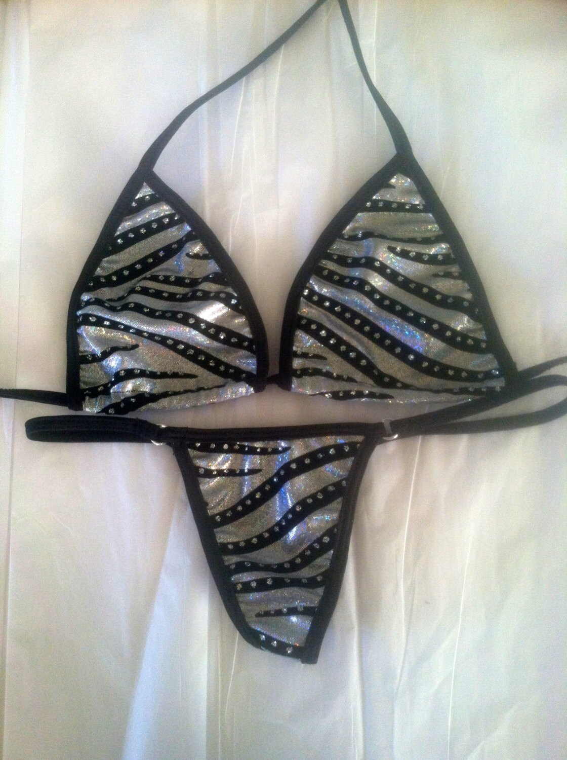 Black And Silver G String Bikini Micro By Ultravixenhollywood