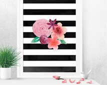 Popular items for white stripes poster on Etsy