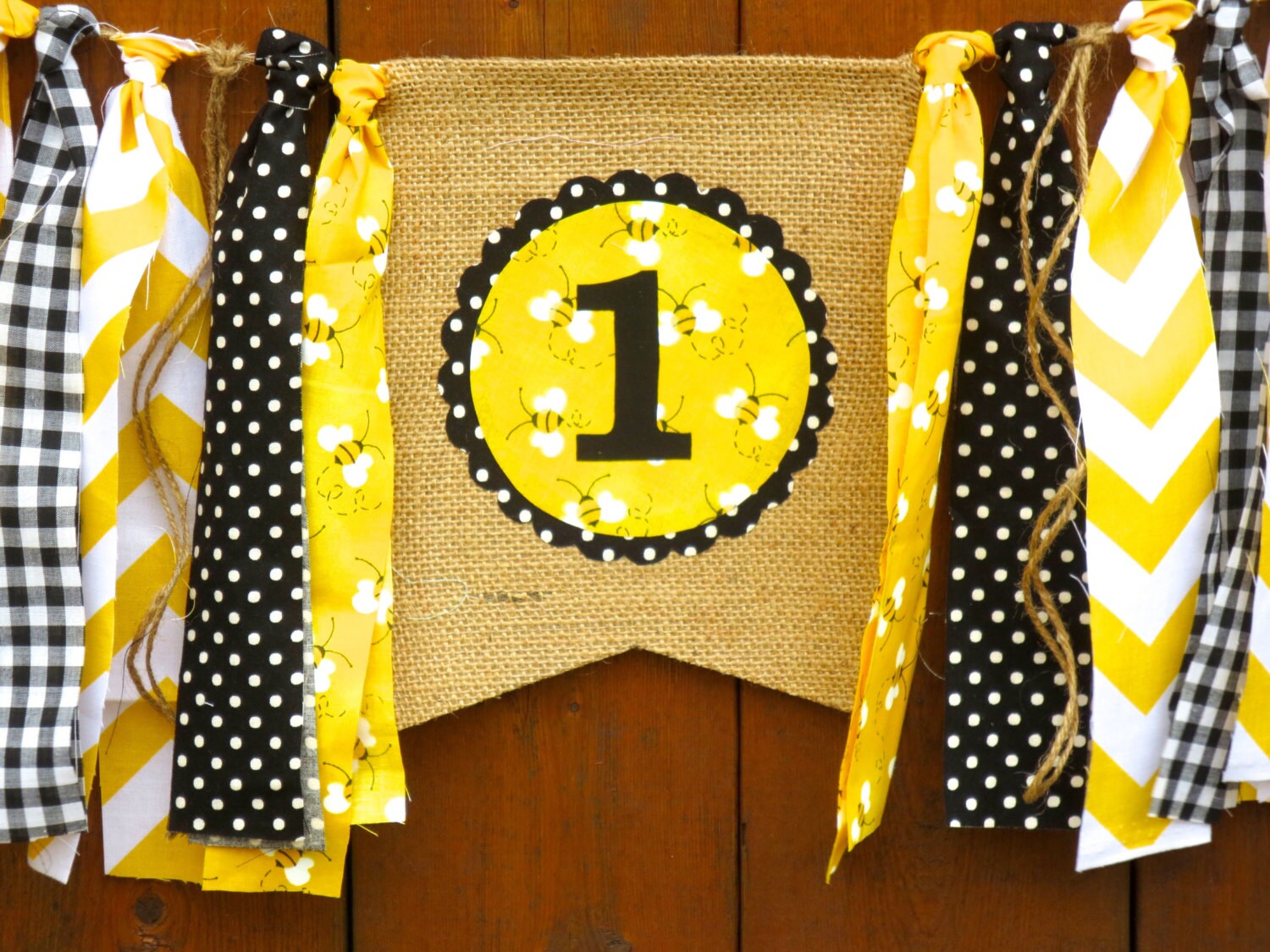Bumble Bee Birthday Banner Highchair High by SeacliffeCottage