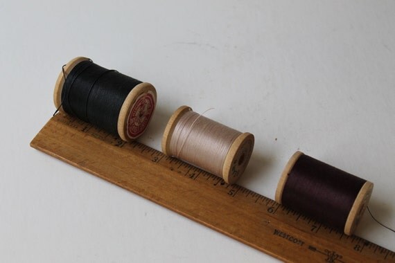 1950s Lot of 7 Vintage Wood Thread Spools/ Fairloom and Sears