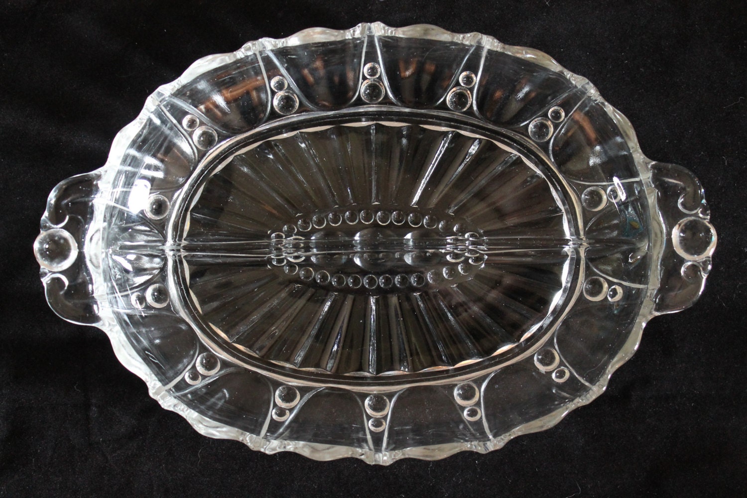 Sale Vintage Clear Glass Relish Serving Tray Art Deco