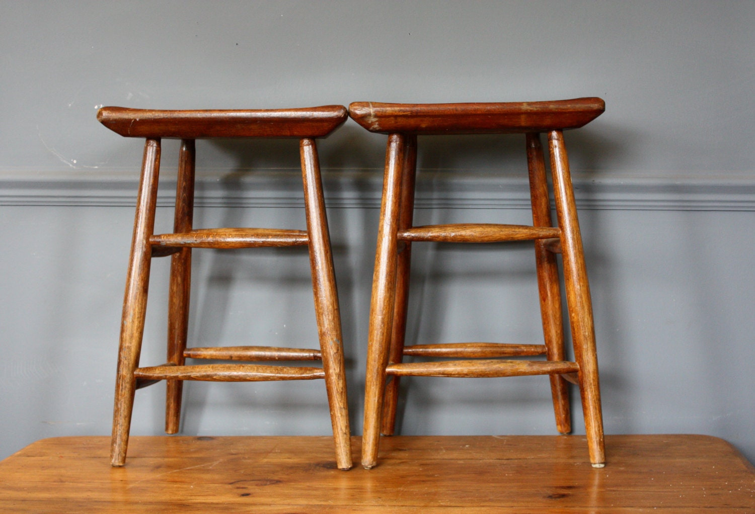 Vintage Industrial Mid Century Laboratory Wooden Stools. – Haute Juice