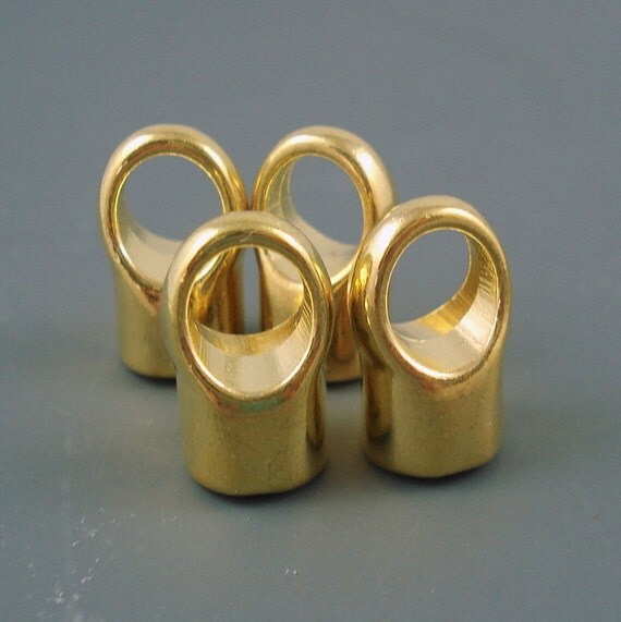 8MM Brass End Cap FOUR Simple Gold Finish Caps for by LeatherShop3