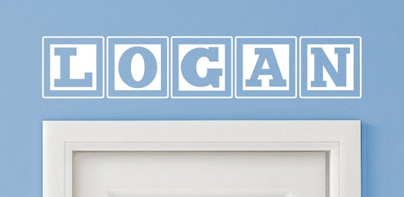 Logan Baby Block Name Bedroom Closet Door 30 Inch Wide Wall