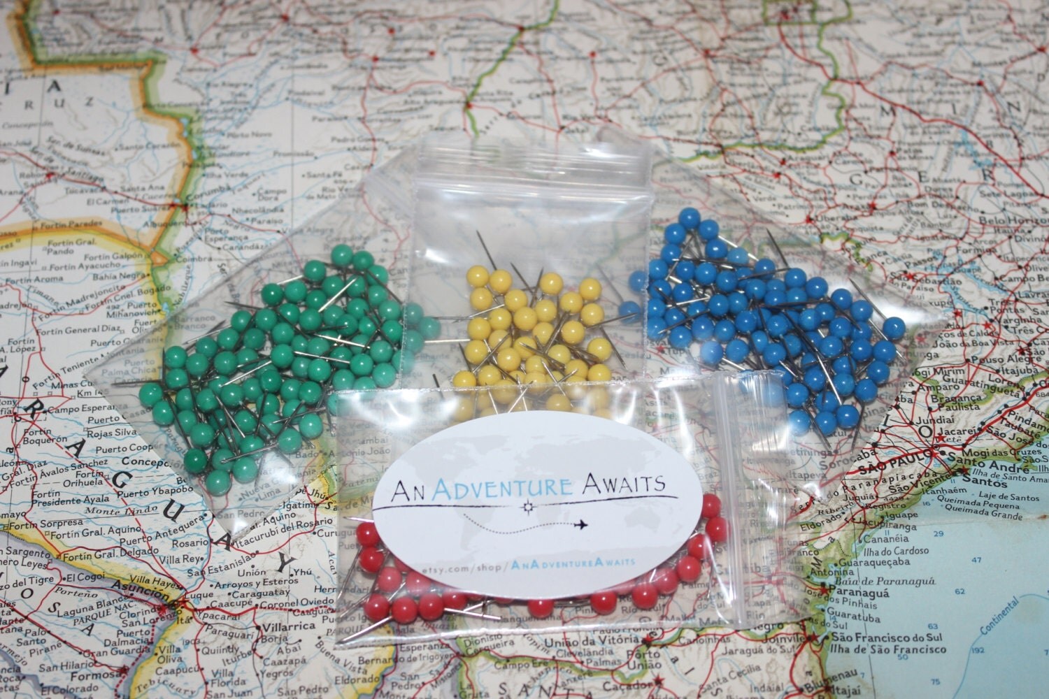 Set of Push Pins for Travel Map World Map by AnAdventureAwaits
