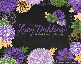 Emma Floral Bunches Clipart & Vectors navy and pink flowers