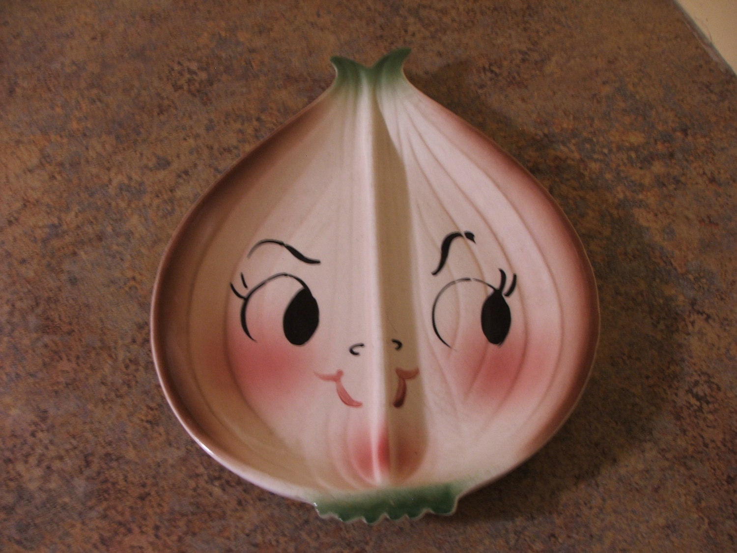1950s DeForest Pottery Anthropomorphic Onion Face Divided Serving Plate ...