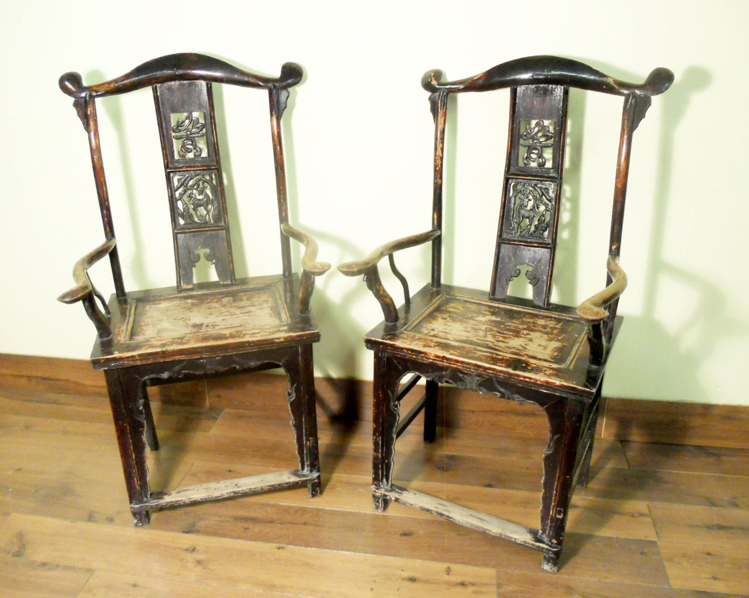 Antique Chinese High Back Arm Chairs (5762) (Pair), Circa early of 19th ...