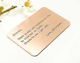 Hand Stamped Wallet Insert Card Customized by MetalandIdea