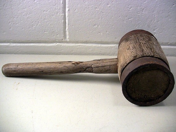 Antique Mallet Wood Mallet Antique Maul by EclectiquesBoutique