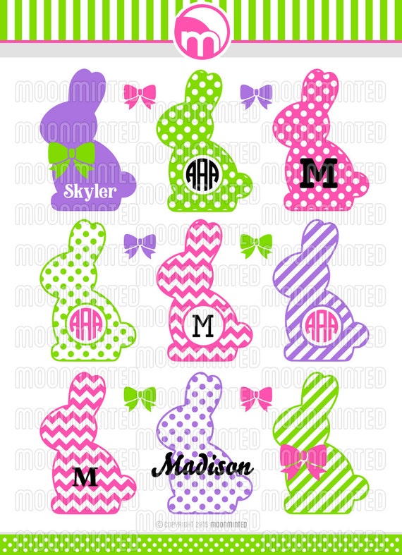Easter Bunny Monogram Frames SVG Cut Files for Vinyl Cutters