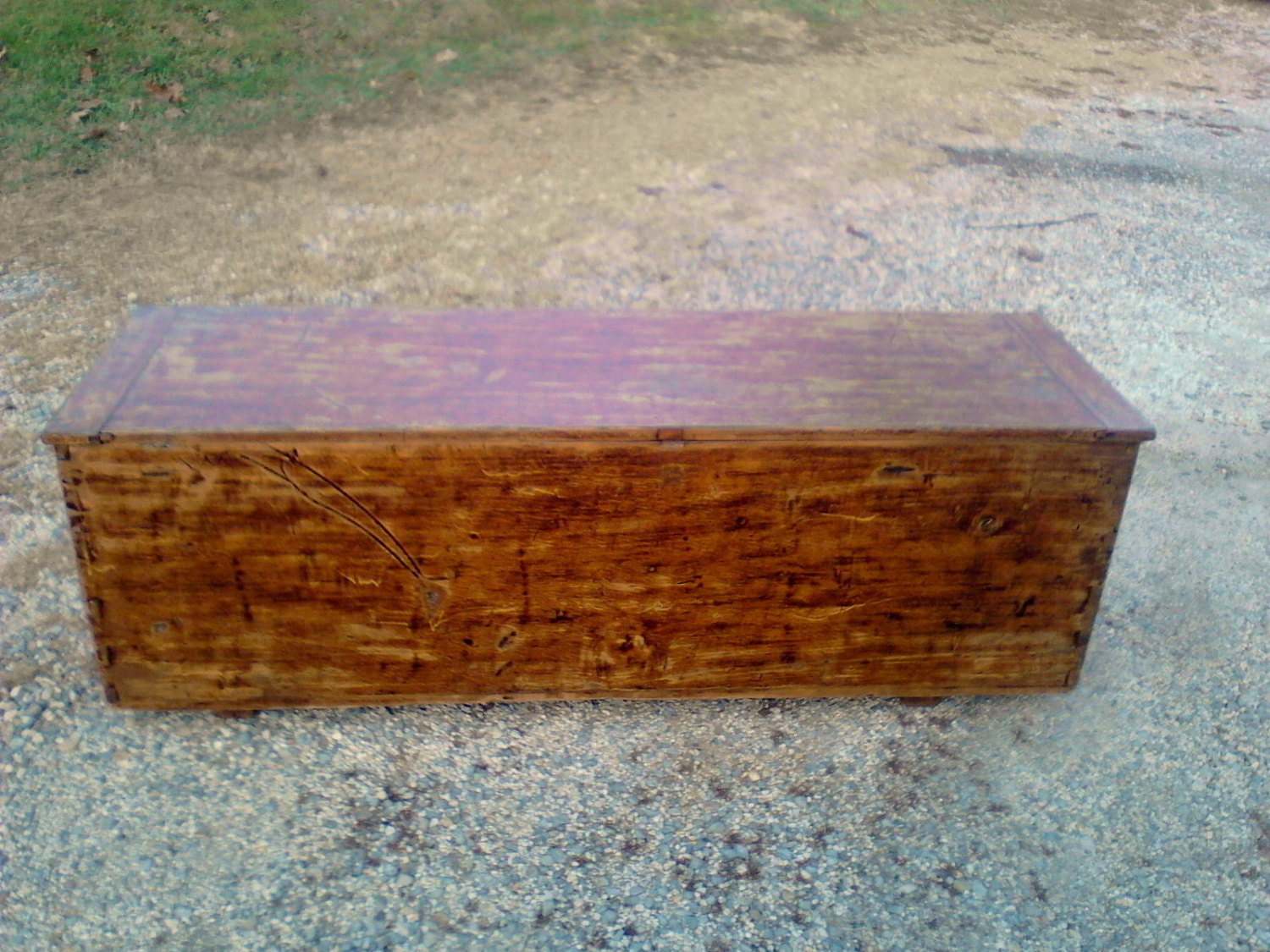 Primitive Antique Amish WOOD BOX Original Grain Painted 5’ Long ...