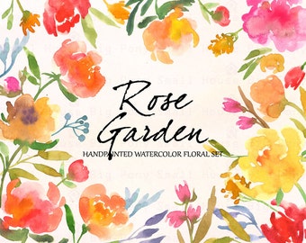 Digital Clipart Watercolor Flower Clipart Pink Roses Clip